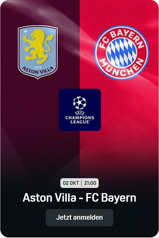 DAZN oder Amazon Prime: Wo läuft Bayern gegen Aston Villa? | DAZN News DE