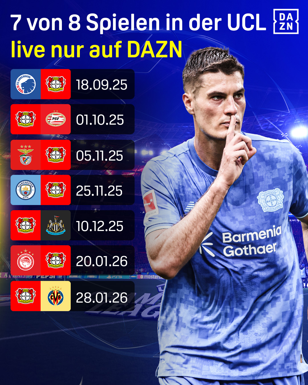 Fußball heute live im TV und LIVE-STREAM: Leverkusen - PSG | DAZN News DE