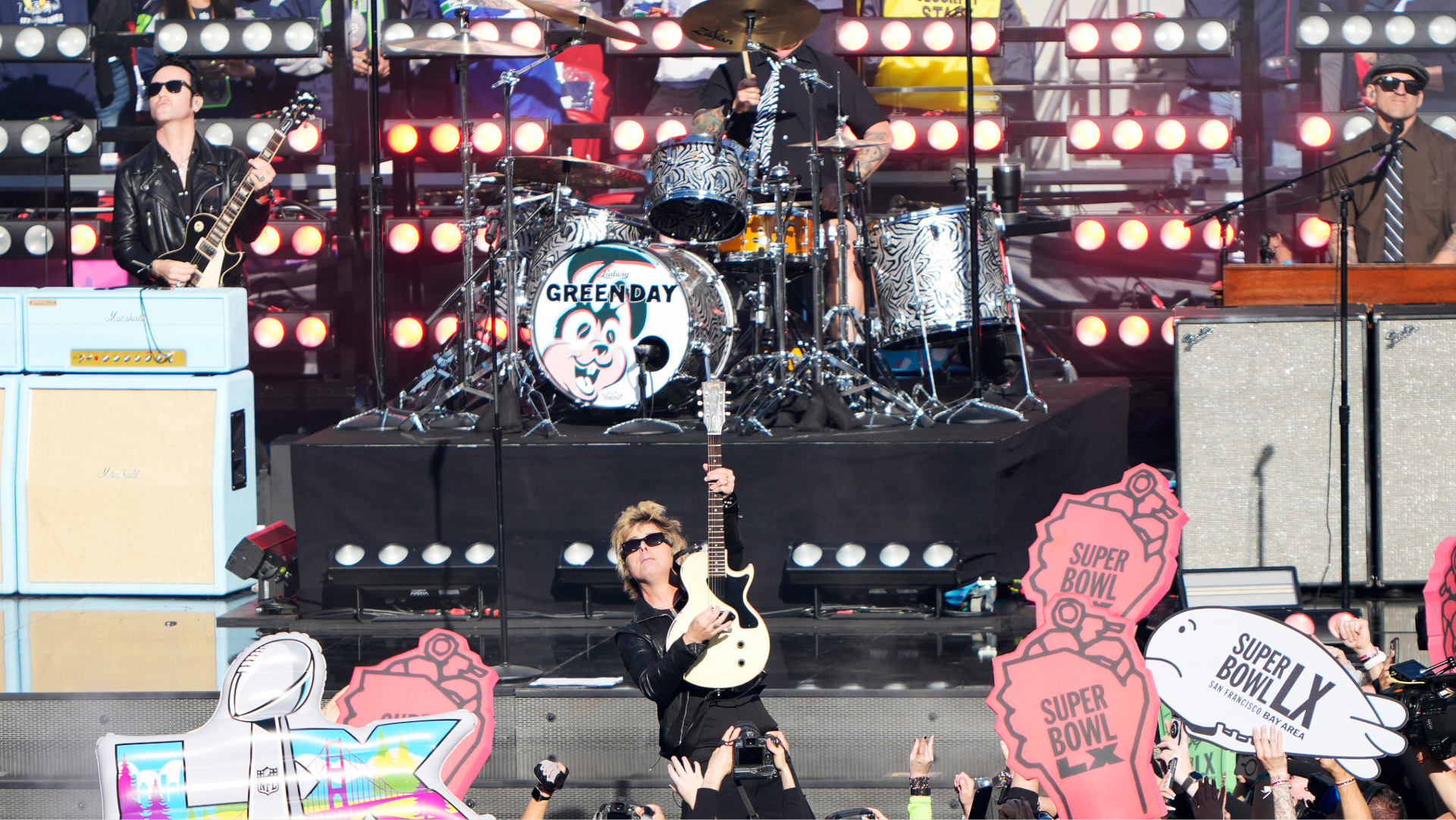 Green Day rocks Levi’s Stadium during Super Bowl LX pregame show | DAZN ...