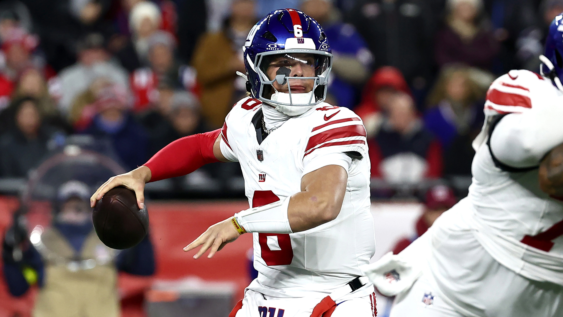 Giants' QB Jaxson Dart shrugs off big hit vs Patriots: ‘We’re not ...