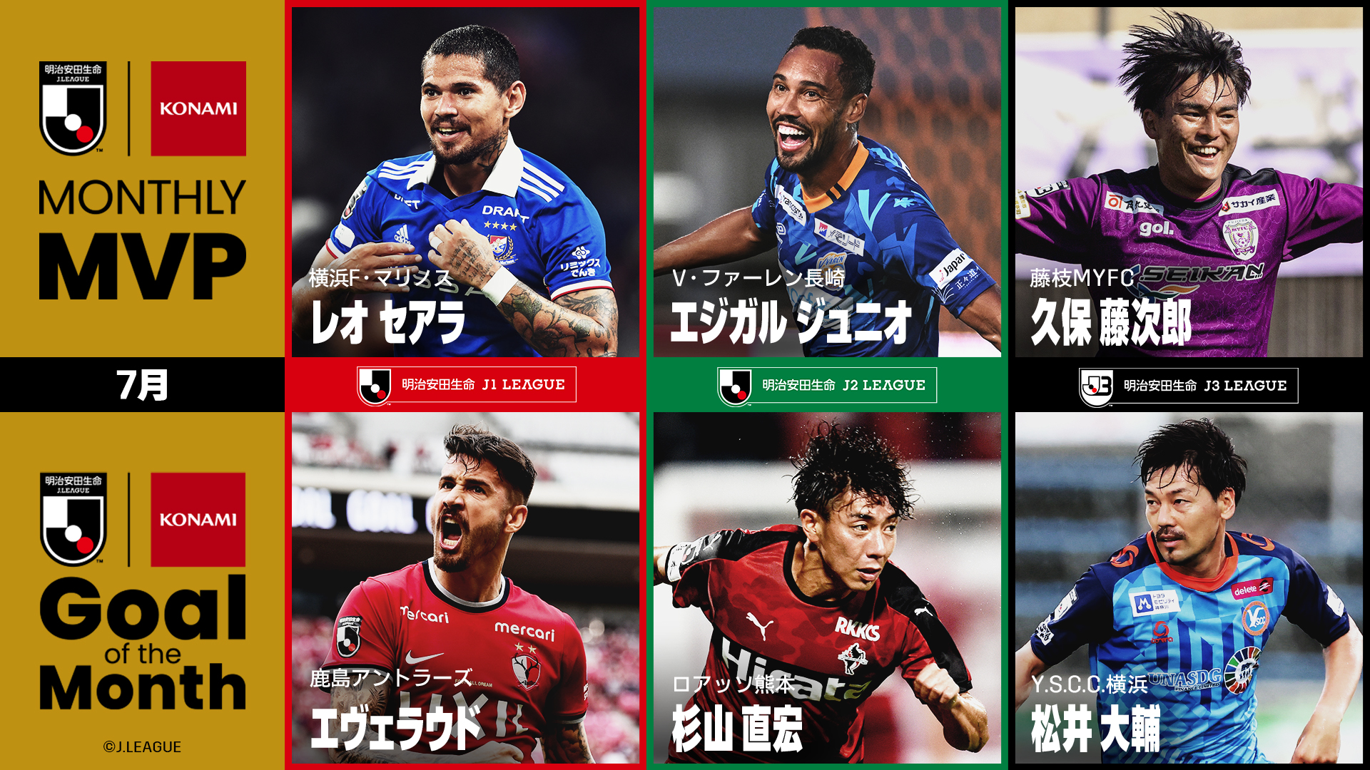 Jリーグが7月度の月間表彰を発表！J1は”MVP”に横浜FMのレオ・セアラ、”ベストゴール賞”に鹿島のエヴェラウドが選出される｜Jリーグ | DAZN News JP
