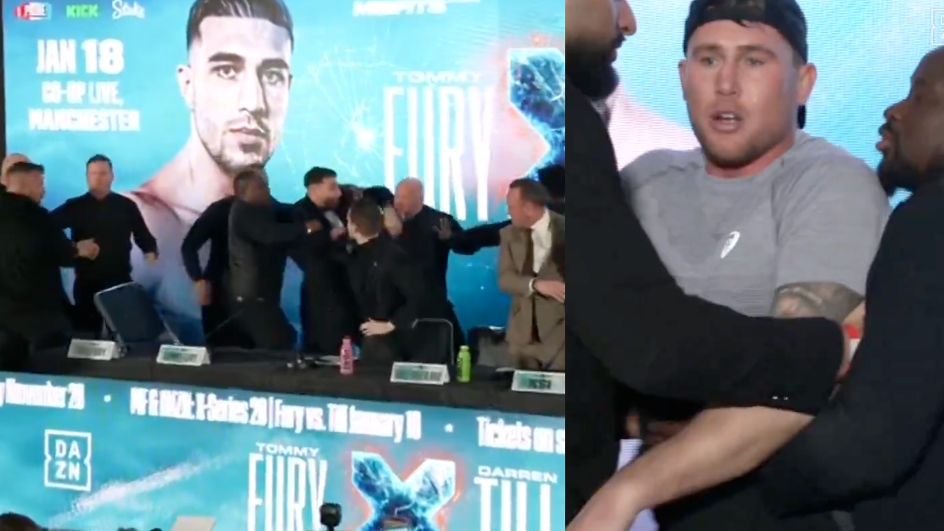 Darren Till, Tommy Fury brawl during pre-fight press conference | DAZN ...