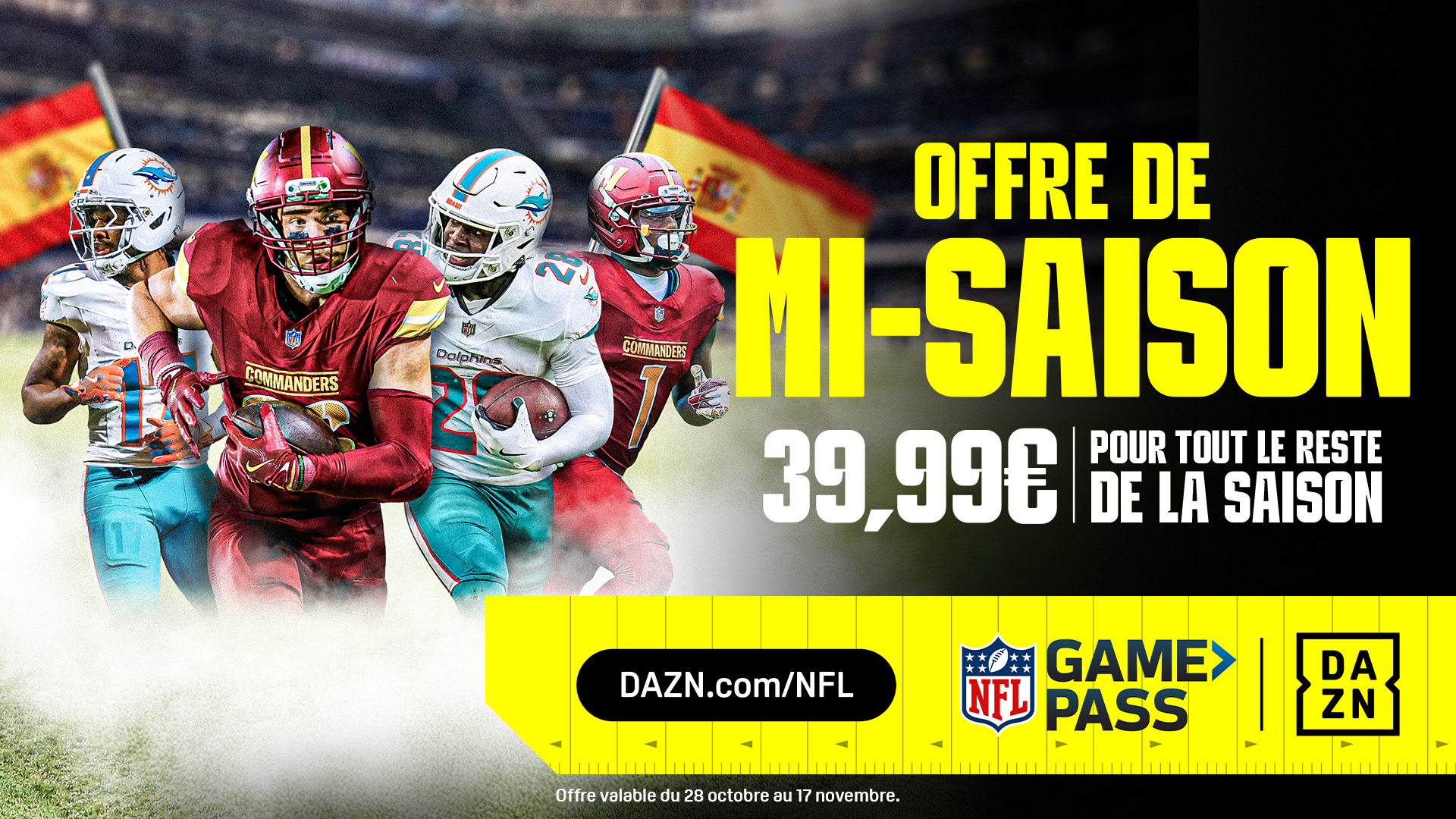 NFL Madrid Game 2025 : Commanders - Dolphins conclut les International Games ce dimanche | DAZN ...