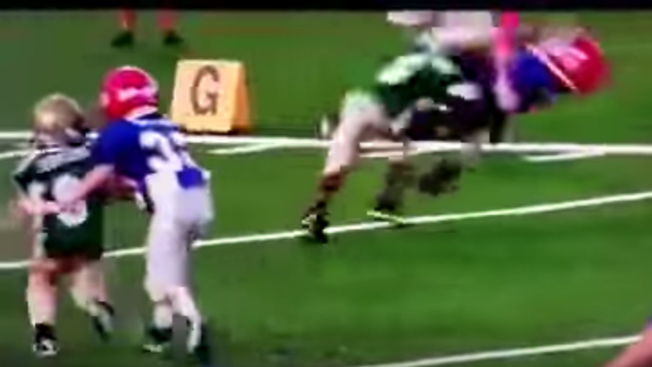 Video: Pee wee footballer's ridiculously huge tackle | Sporting News ...