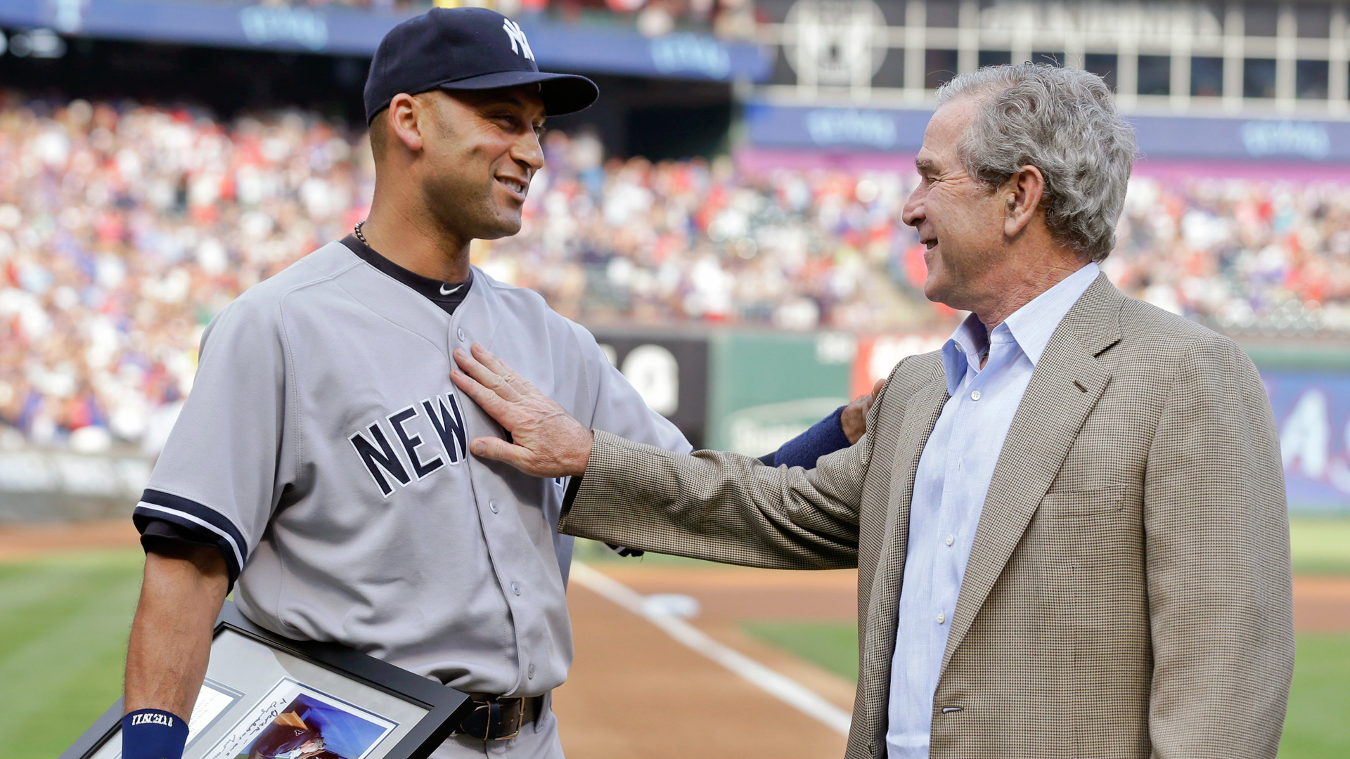 Derek Jeter gets surprise visit from George W. Bush during Texas ...