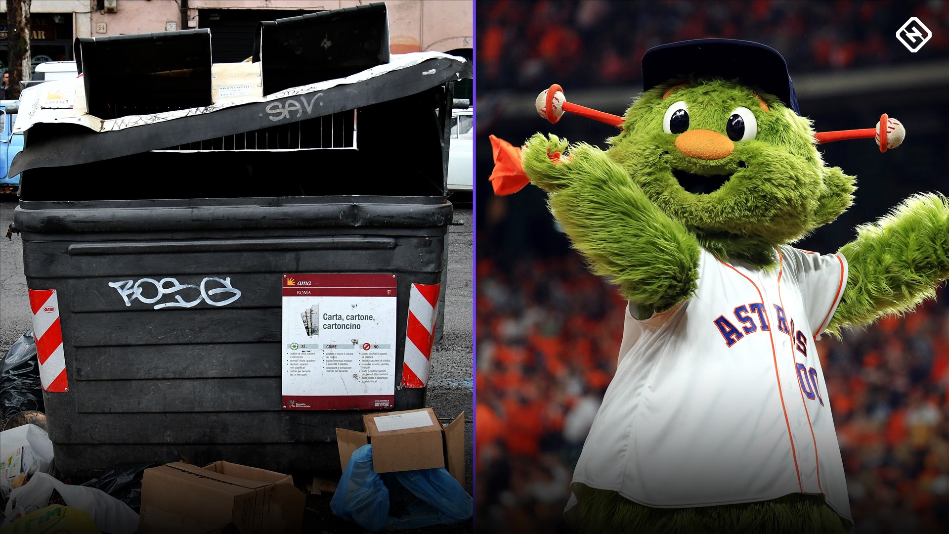 A's subtly troll Astros by putting cutout of mascot in trash can ...
