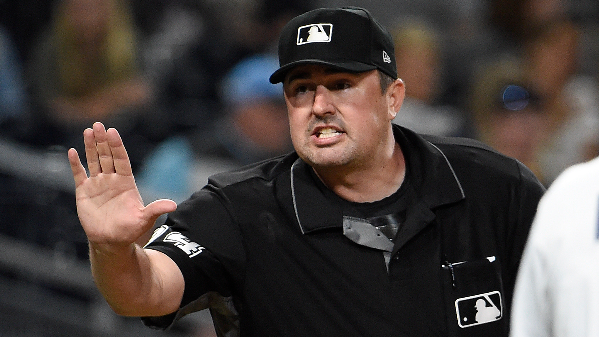 Pitcher nearly throws ball in the dirt, but umpire Lance Barrett still ...