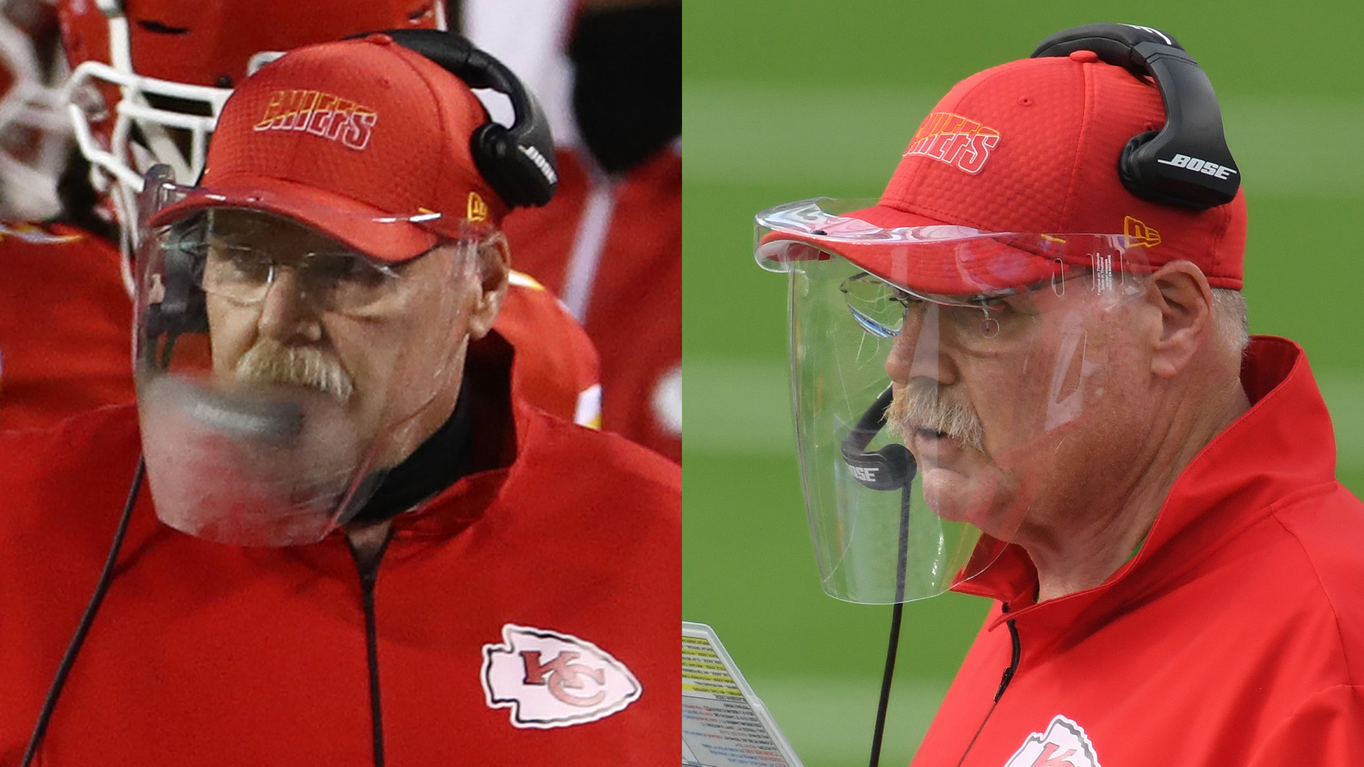 How Andy Reid fixed his face shield so it doesn't fog up anymore ...